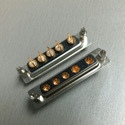 射频同轴5W5大电流直插母头 DB5芯母座插座 信号同轴D-SUB连接器