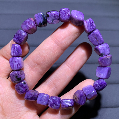 天然紫龙晶随形水晶手链查罗石女