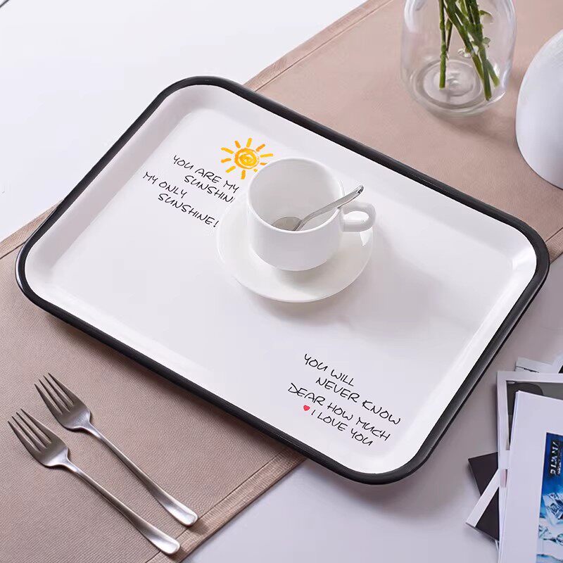 密胺托盘长方形家用茶盘塑料客厅杯子茶杯收纳盘水果零食点心餐盘