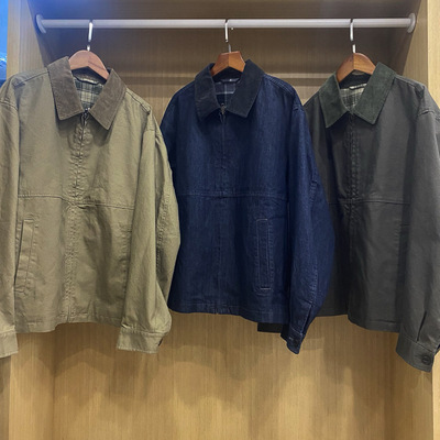 日系U男装女装休闲拉链短茄克外套巴恩风翻领夹克S478230/480827