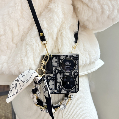 适用华为pocket2手机壳p50pockets折叠屏荣耀magicV小米Mixflip斜跨挂绳摩托罗拉Razr50Ultra保护套ZFilp60女