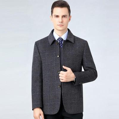 秋冬双呢大衣短爸爸毛呢夹克162-0秋冬羊纯面毛呢子外款套