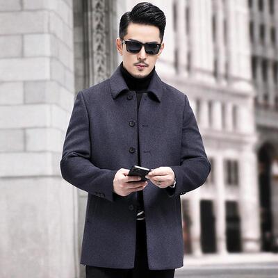 长冬毛装羊绒男士加厚羊双面呢大衣羽绒内胆毛呢呢羊绒W7-11208中