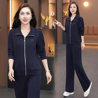 跑运动套装服女春秋新款时气尚洋立领休闲卫衣开9672629衫广场舞