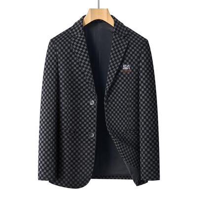 商秋季士两粒扣男西66301-PP装拼休闲高档大码单西修身男务格子色