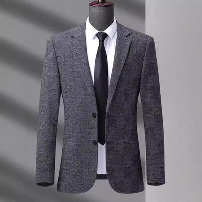 秋冬品牌闲8806西服男装中老年粒务扣单西外套休中年商外套爸两爸