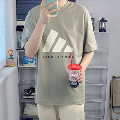 小七Adidas 男女情侣款纯棉圆领篮球运动休闲短袖T恤 JD6127 6129
