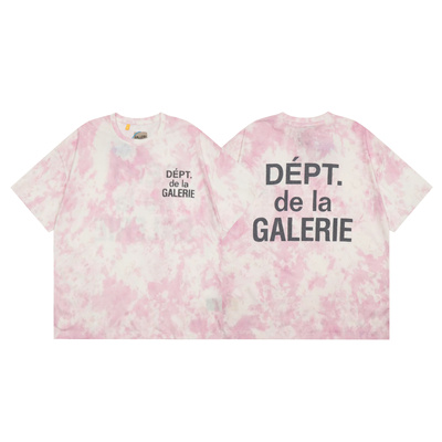 GALLERY DEPT扎染做旧字母印花美式潮牌ins款高街宽松纯棉短袖T恤