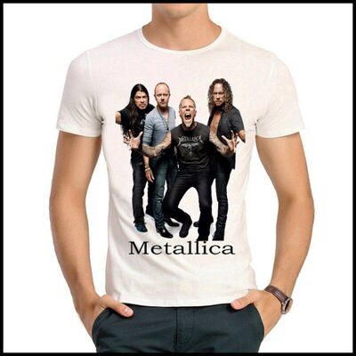 Metallica T-shirt 金属乐队 金属之王T恤 白色短袖 朋克T恤 男女