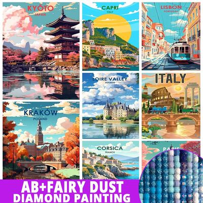 Fairy Dust AB Cartoon City Scenery Diamond Painting Kits Par