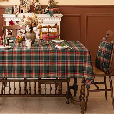 Christmas Decoration Plaid Tablecloth Color Woven Polyester