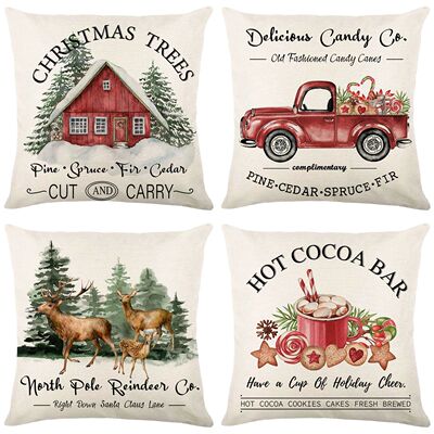 45x45cm Christmas Decoration Pillowcase Xmas Tree Elk Snowma