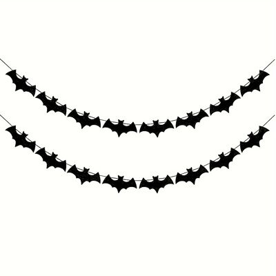 2Ppcs Halloween Paper Banner Horror Bat  Flag Garland Buntin
