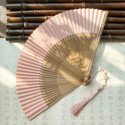 New Bamboo Folding Fan Chinese StyleFan Classical Carving Cr