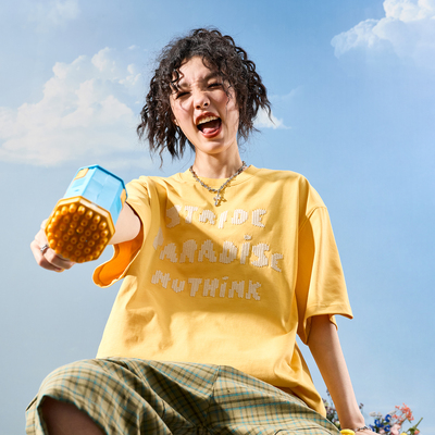 Nuthink美式多巴胺字母刺绣T恤男