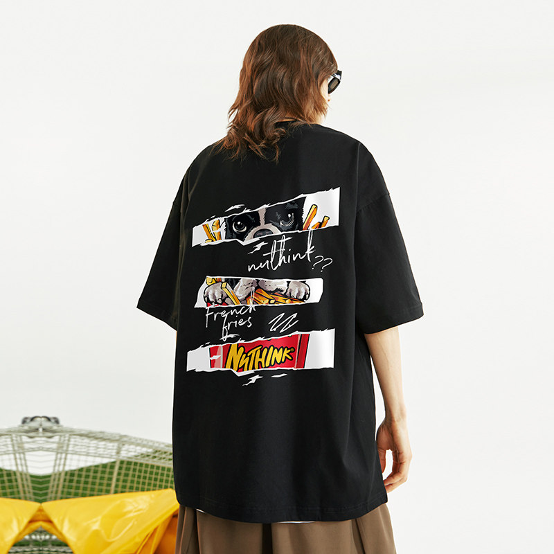 Nuthink欧美潮流vibe高街短袖T恤男潮中性风潮牌宽松oversize半袖_虎窝淘