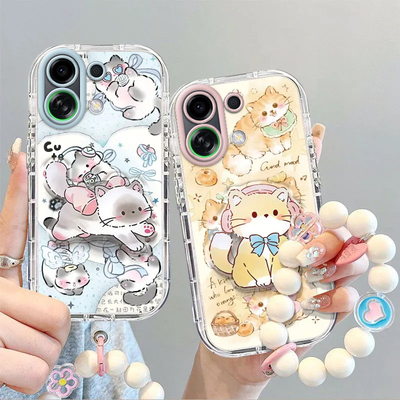 适用OPPOK13Turbo手机壳K13TurboPro可爱卡通小猫保护套OPPO新款带支架手链Pro硅胶5G全包防摔OPK0PP0OPP女生
