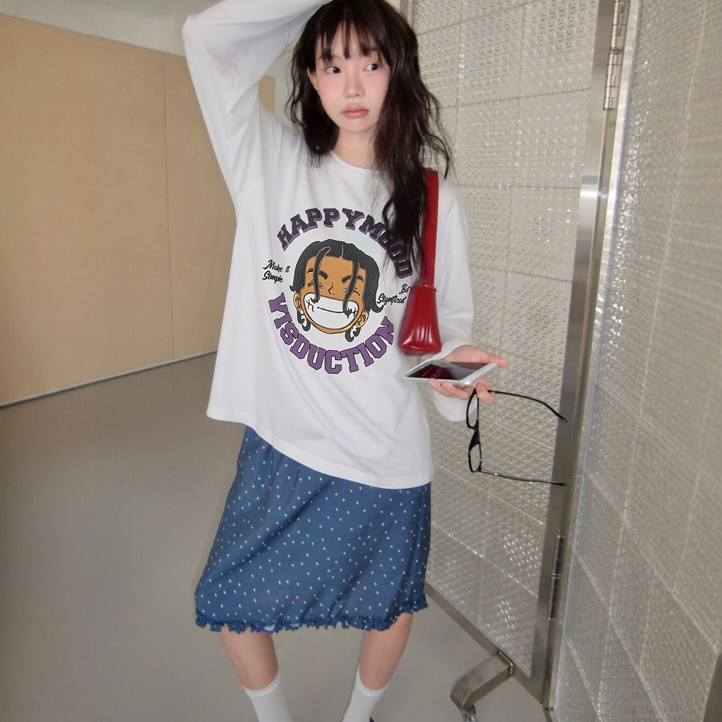 甜美风卡通印花长袖T恤男女宽松圆领套头小众设计师款秋季新款T潮