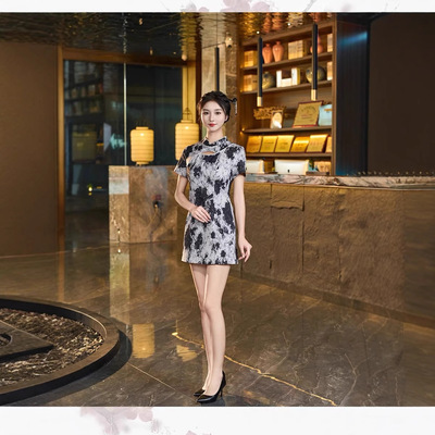 7810足浴店技师工作服女夏养生馆采耳新款两件套连衣裙沐足工衣