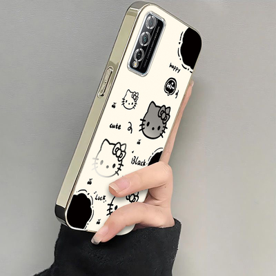 适用荣耀Play4TPro手机壳华为HONORPlay4T Pro保护Paly套H0N0RPlay全包TPr0TPor防摔TPlayPro女生Pay黑白kt猫