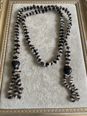 青岛饰品天然石紫水晶黑曜石组合搭配的围脖链5.41