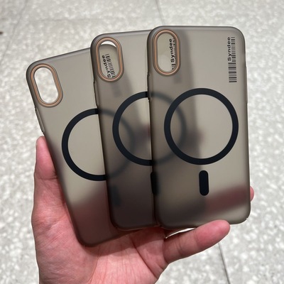 柔砂磁吸硬壳透明iPhoneXSmax手机壳超薄保护套苹果XS大孔半透16promax亚克力15防指纹14简约12男女新款潮牌