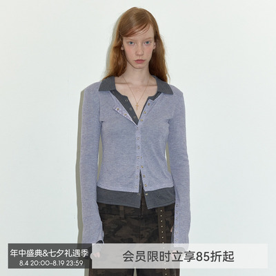 衬衫Berlinconch假两件双层按扣