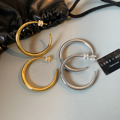 S925纯银金银色小圆圈耳环圈圈女轻奢高级感素圈耳圈耳饰2025新款