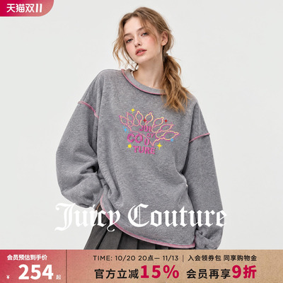Juicy Couture橘滋时尚印花宽松长袖套头卫衣女秋季气质百搭女装