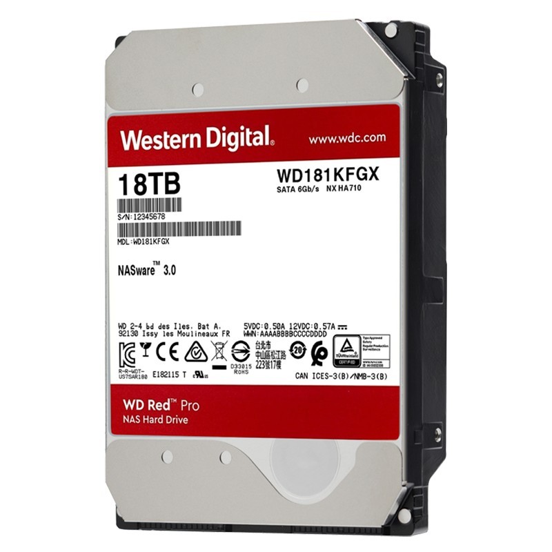 WD/西部数据 WD181KFGX网络储存 红盘Pro18T NAS 硬盘 7200转