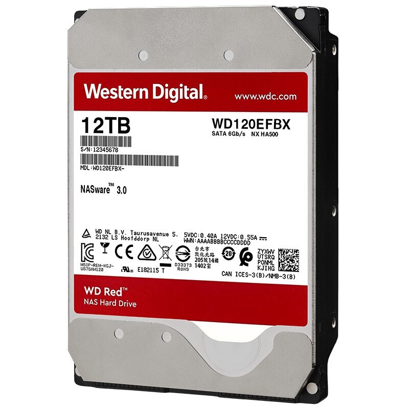 WD/西部数据 WD120EFGX 12TB 12T红盘plus网络服务器NAS硬盘