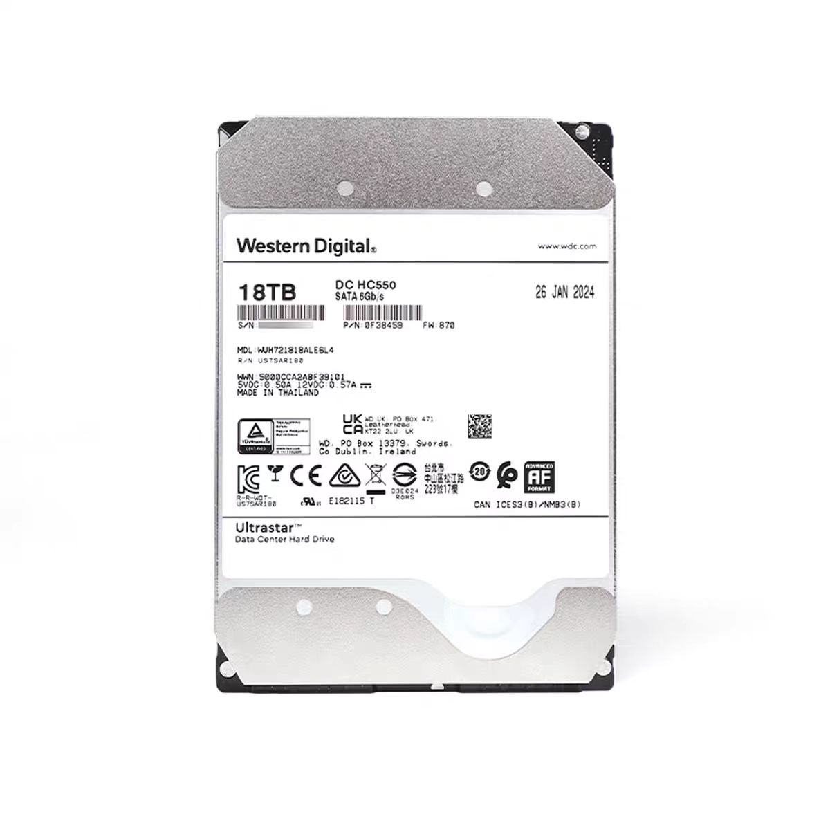 全新WD/西部数据 WUH721818ALE6L4 氦气企业级18t机械硬盘HC550