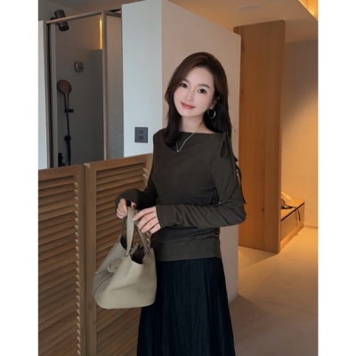 MISS RUILI定制   新款设计感独特上衣系带抽褶宽松显瘦内搭F2605