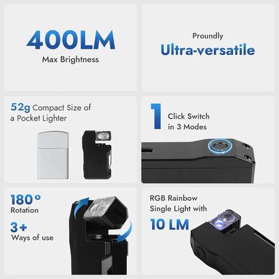 400LM Pocket Torch Rechargeable LED Keychain Light for