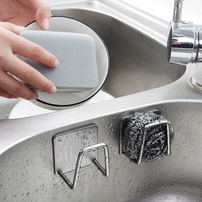1-2PCS Stainless Steel Sponge Drain Rack Kitchen Sink Cloth