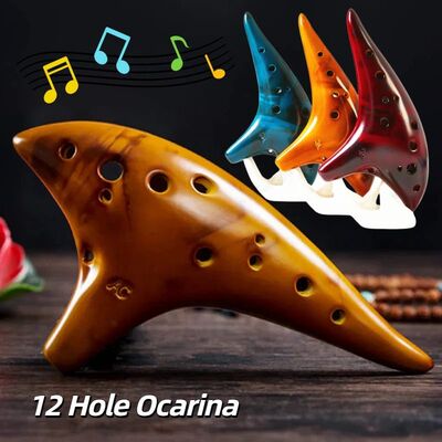 12 Hole Ocarina Ceramic Alto C Vessel Flute Wind Musical