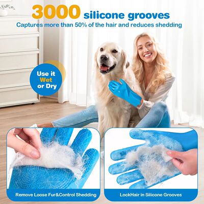 6PCS Pet Grooming Kit Silicone Dog Bath Gloves Dog Shampoo