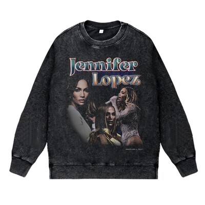 美式说唱嘻哈rapper水洗秋冬圆领卫衣JenniferLopez杰妮芙洛佩兹
