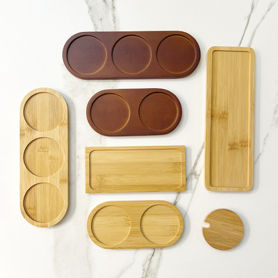 Bamboo and wood tray, cup base, hotel wash cup, bamboo tray