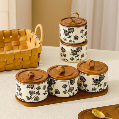 Hepburn Black Rose Tea Jar Small Jar Ceramic Storage Jar Ho