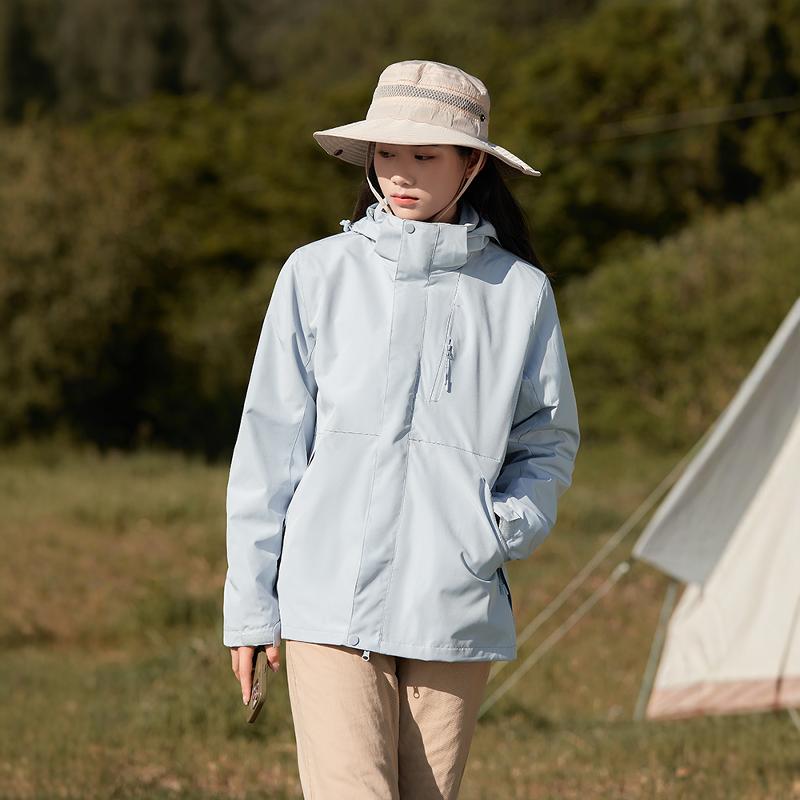 稻草人户外冲锋衣女秋冬2024新款三合一可拆户外防风防水登山服男