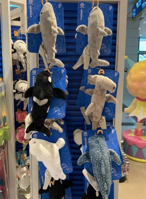 珠海长隆海洋王国旅游纪念品鲸鲨锤头鲨海狮毛绒公仔拍拍手环啪圈