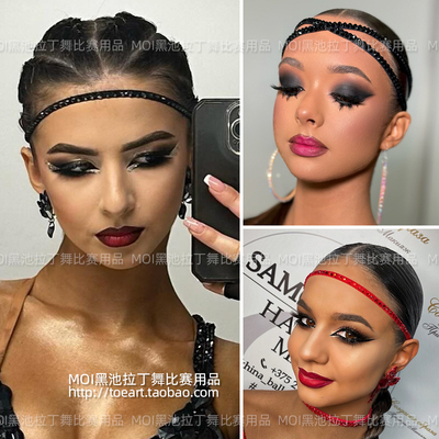简约个性拉丁舞发箍闪亮国标舞头箍舞蹈比赛头饰镶钻摩登配饰黑池