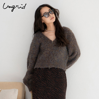Ungrid25冬季新品短款毛针织开衫