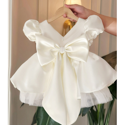 女童周岁生日绝美抓周花童婚纱礼服女宝宝公主连衣裙高端轻奢小众