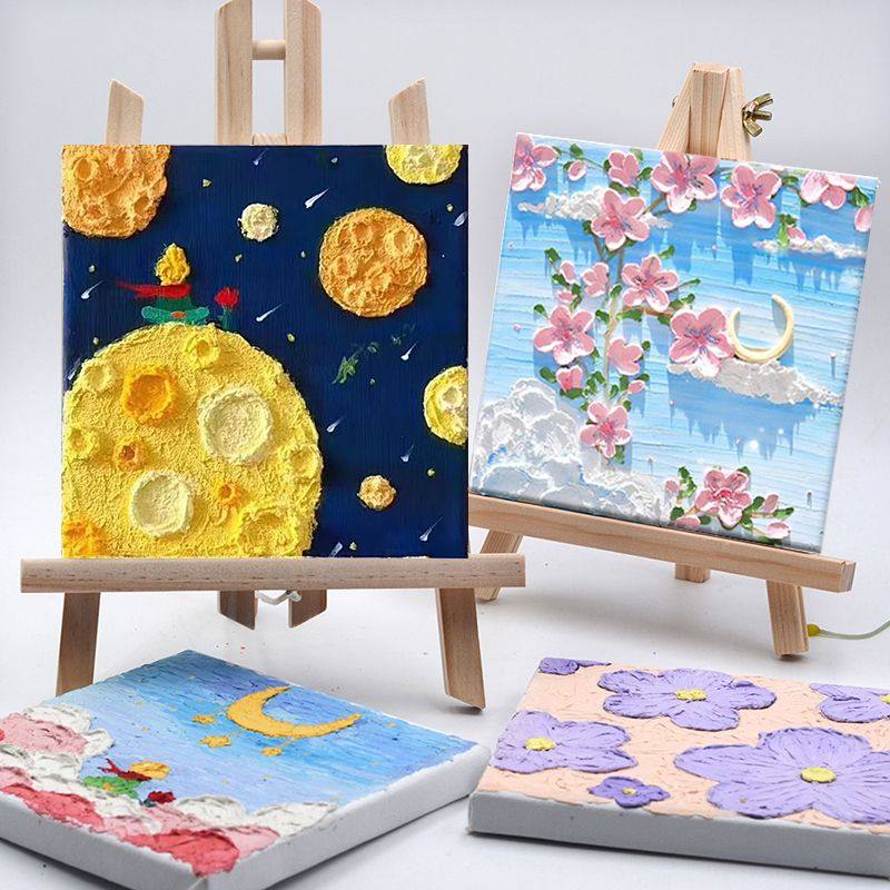 肌理画diy石英砂材料丙烯立体浮雕数字油画高级感机理沙滩小王子_虎窝淘