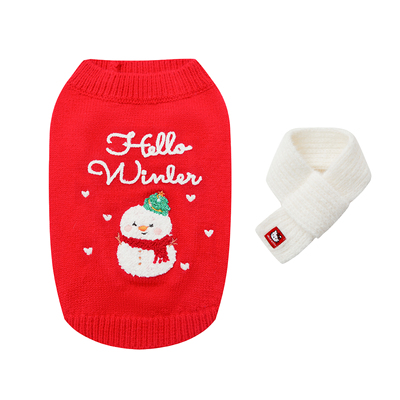 UNLEASHED狗狗圣诞毛衣秋冬保暖宠物衣服可爱元旦新年套装含围巾