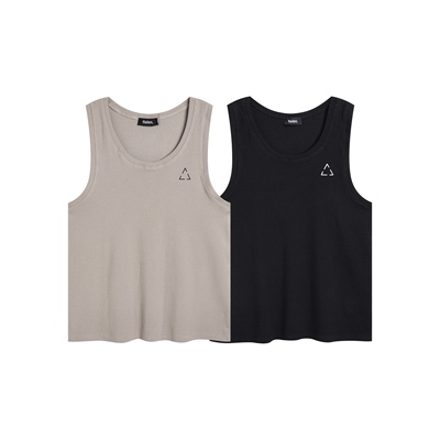 ttelen.训练式螺纹基础背心（卡其色/黑） 320g双面高透气螺纹