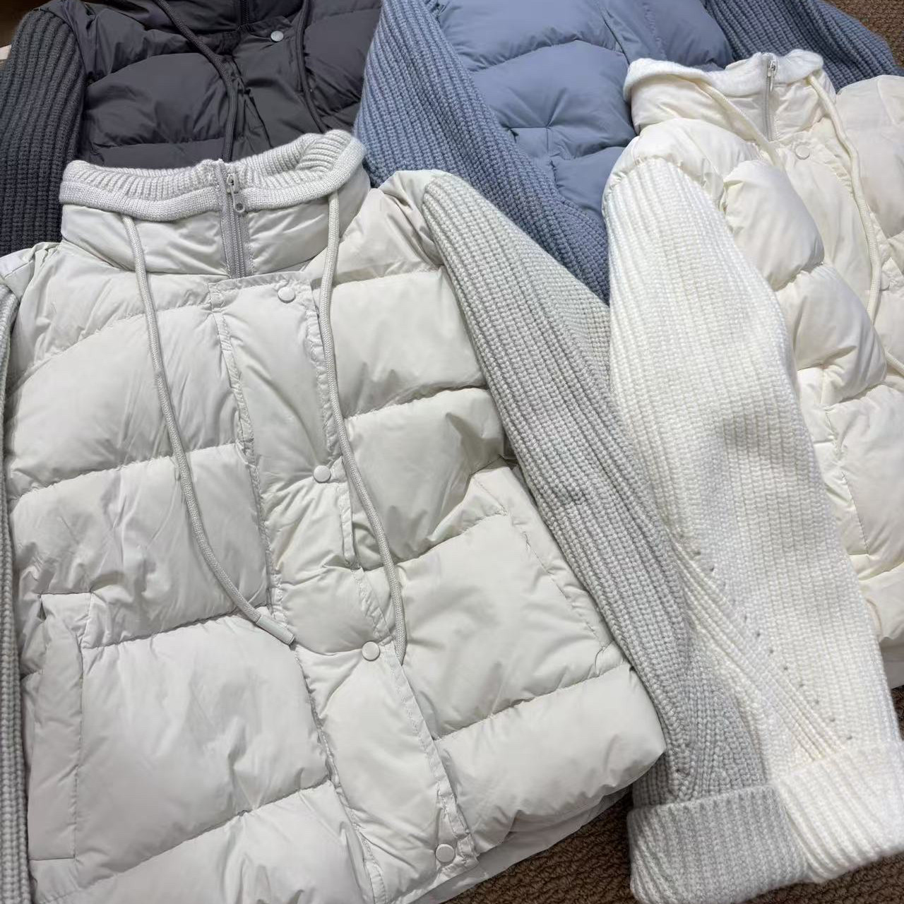 织袖拼接羽绒服休闲时尚冬季休闲款保暖羽绒服外套(不含披肩)760