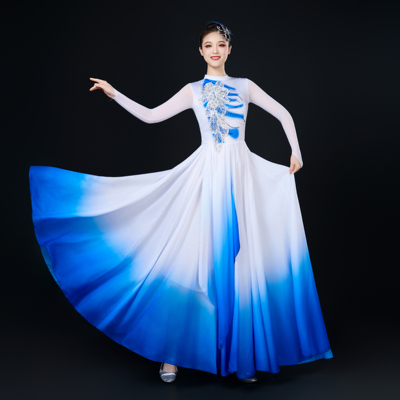开场舞大摆裙演出服现代舞灯火里的中国歌伴舞大合唱扇子舞蹈表演
